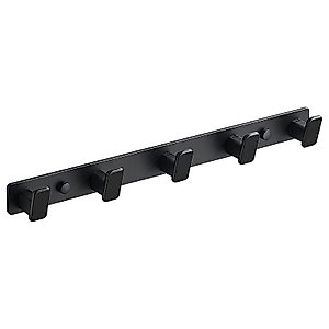 Coat Hook Wall Rack Hanger - Black Coat Rack with 5 Hooks Wall Hooks for Hanging Hat Key Bag Towel Wall Mount Coat Rack