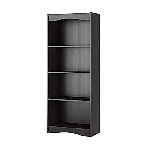 Home Square Tall 4 Shelf Wood Bookcase Set in Midnight Black (Set of 2)