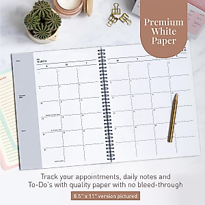 Rileys Planner 2024-2025 18-Month Academic Weekly Planner - Typographic Weekly & Monthly Agenda Planner, Flexible Cover, Notes Pages, Twin-Wire Binding (8 x 11 inch, Pink)