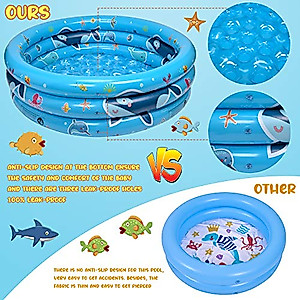 balnore Kiddie Pool for Toddlers - Whale Inflatable Kiddie Pools | Kids Pools for Backyard | 3 Ring Kiddie Pool/47x17 Indoor Outdoor Pool Party