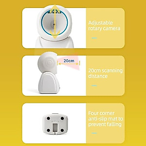 HXBER Barcode Scanner, 1D 2D QR Desktop Wired Barcode Scanner High-Speed Platform Hands-Free Automatic Sense Reader USB Port Plug&Play Compatible with Window Android System Image CMOS Sensor Suitable