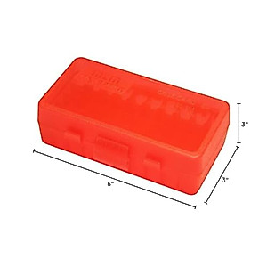 MTM 50 Round Flip-Top Ammo Box 380/9MM Cal (Clear Red)