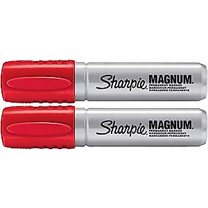 Sharpie Magnum Permanent Marker | Oversized Chisel Tip, Great for Poster Boards, Red, 1 Count 2 Pack