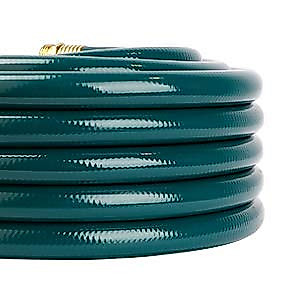 Worth Garden Short Garden Hose 3/4 in. X 25ft. NO KINK,No Leak,HEAVY DUTY Durable PVC Water Hose with Brass Hose Fittings Swivel Grip,Male to Female Fittings,12 YEARS WARRANTY, Dark Green,H065B04