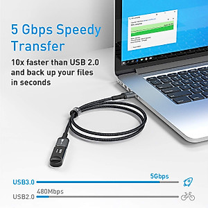 ITD ITANDA USB Extension Cable 6FT USB 3.0 Extension Cord A Male to A Female Nylon Braided Material for Playstation, Xbox, Keyboard, Mouse, USB Flash Drive, Printer, Camera and More (6FT, Grey)