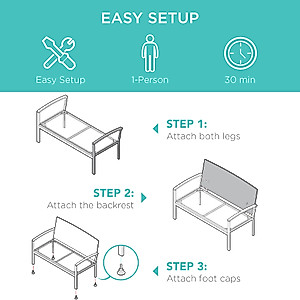 Best Choice Products Outdoor Bench 2-Person Wicker Garden Patio Benches Seating Furniture for Backyard, Porch w/Seat Cushion, 700lb Capacity - Brown/Tan