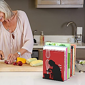 Unique Metal Decorative Bookends - Whimsical Hidden Book Ends for a Cool Book Holder Display - Cute Home Decor and Modern Gift Idea for Shelves Desk or Table (Cooking)