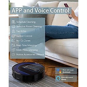 Robot Vacuum Cleaner, 4000Pa Suction AI Smart 2.0 Navigation with Home Mapping Robotic Vacuum, Selective Room Cleaning, No-go Zones, Carpet Boost, Works with Alexa, Ideal for Pet Hair FourAmZ V100 Pro