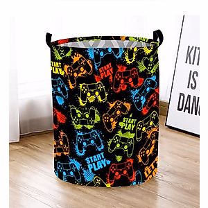Game Controller Gaming Art Laundry Basket Boys Hamper Bag Dirty Clothes Storage Basket Waterproof Foldable Collapsible Organizer Gamer Room Decor For Bedroom Boys Room Bathroom Dorm