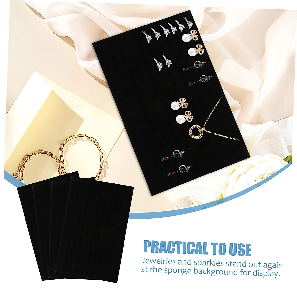 ABOOFAN 16 Pcs Jewelry Box Pad Ring Display Case Glasses Necklace Rearring Organizer Earring Sponge Pad Ring Insert Display Pad Black Earrings Holder Jewelry Sponge Holder Monitor Drawer