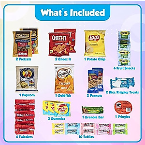 Snack Box Variety Pack Care Package (60 Count) Kids, Teens, Adults, Men, Women, College Student, Christmas Gift Basket Snackbox, Office Sampler, Stocking Stuffers, Candy Food Cookies Chips Arrangement, Sweet Gifting