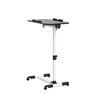 MoNiBloom Mobile Laptop Desk 360° Rotatable Panel Adjustable Height Desk Rolling Cart Ergonomic Table with Wheels for Home Office School, Black