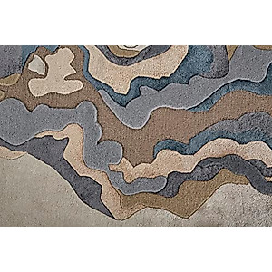 Feizy Serrano Modern Viscose Rug, Beige/Blue, 8' x 10' Area Rug