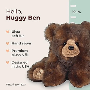 Bearington Huggy Ben Plush Stuffed Animal Brown Grizzly Bear, 19"