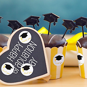 Dianelhall 600 Pieces Graduation Thank You Labels Stickers Class of 2025 Foil Graduation Stickers Round Adhesive Holographic Envelope Seal Classroom Decoration Labels for Party