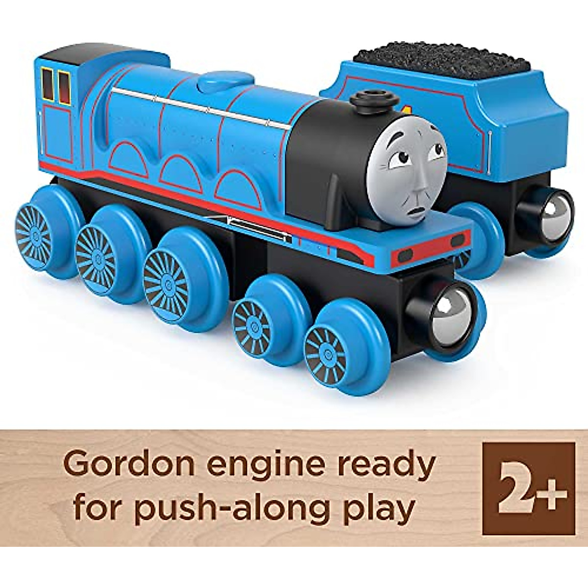 Thomas & Friends Wooden Railway Toy Train Gordon Push-Along Wood Engine & Coal Car For Toddlers & Preschool Kids Ages 2+ Years