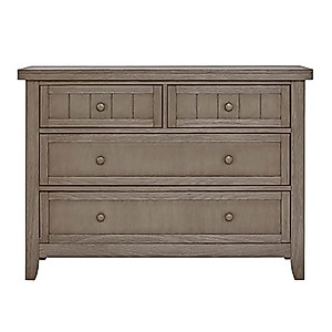 Dream On Me Maple Double Dresser I Kids Bedroom Dresser I Four Drawers Dresser I Farmhouse Modern, Oak Grey