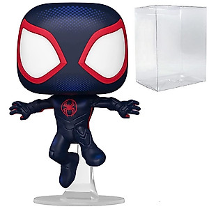 POP Marvel: Spider-Man: Across The Spider-Verse - Miles Morales as Spider-Man Funko Vinyl Figure (Bundled with Compatible Box Protector Case), Multicolor, 3.75 inches