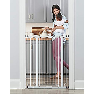 Regalo Easy Step 36" Extra Tall Walk Thru Baby Gate, Includes 4-Inch Extension Kit, 4 Pack of Pressure Mount Kit and 4 Pack Wall Cups and Mounting Kit, Pack of 1