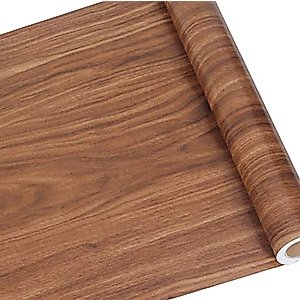 Walnut Wood Grain Contact Paper Self Adhesive Shelf Liner Countertop Door Furniture Table Sticker 17.7 x 78.7 Inches
