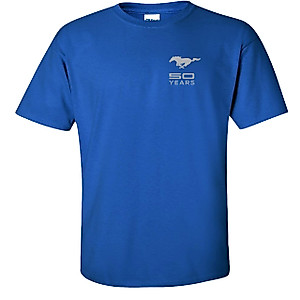 Fair Game Ford Mustang 50 Years T-Shirt Anniversary Grey Shelby Cobra Snake Silhouette-Royal Blue-XL