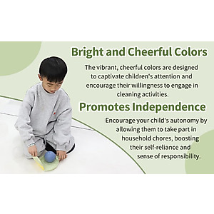 Midoneat Kids Cleaning Toy Set, Mini Child Broom, Mop and Dustpan, Little Housekeeping Helper Set,Pretend Home Cleaning Play Set for Toddler Age 1-5,6pcs (Green)