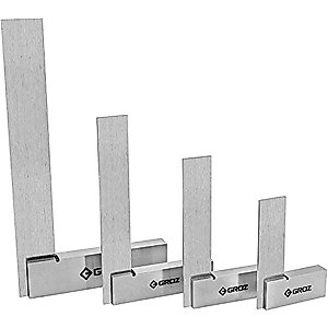 Groz 4-Piece Machinist Steel Square Set | 2-in, 3-in, 4-in & 6-in Squares | 48-72 Micron Squareness | Hardened Steel | for General Purpose, Machinery & Woodworking Applications (01110)