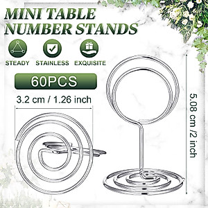 60 Pcs Table Number Holder Mini Place Card Holder 2 Inch Table Number Stands Office Memo Holders Table Name Card Holder Clips Wire Photo Holder Table Sign Stands for Wedding Menu Picture (Silver)