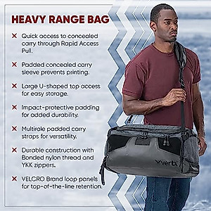 Vertx 45L Contingency Tactical Duffle Bag, Travel Luggage Compatible with Vertx Tactigami for Survival EDC Gear, Gun Range, CCW Concealed Carry, Hunting, Heather Black/Galaxy Black, One Size