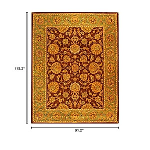 SAFAVIEH Heritage Collection 7'6" x 9'6" Brown / Blue HG343J Handmade Traditional Oriental Premium Wool Area Rug
