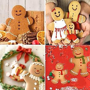3PCS Gingerbread Man Cookie Cutters, 5.12" 4.34" 3.42" Large Christmas Cookie Cutters -Stainless Steel Holiday Cookie Cutters Shapes for Baking Gift