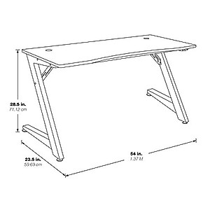 OSP Home Furnishings Beta Battlestation Gaming Desk with Bluetooth RGB LED Lights, Matte Black
