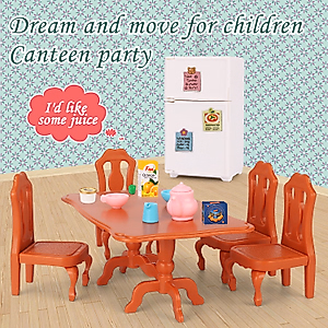 Dollhouse Furniture Set for Kids Toys Miniature Doll House Accessories Pretend Play Toys for Boys Girls & Toddlers Age 3+ with The Dining Room