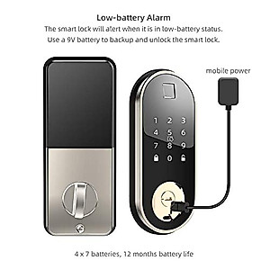 Smart Lock with Deadbolt, Keyless Entry Door Locks with Deadbolts, Smart Doors Locks with Electric Deadbolt Touch Screen Keypads, Working with Alexa and Google Home