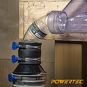 POWERTEC 70337 2-1/2" Dust Control Flex Cuff with Adjustable Key Hose Clamps, Hose Connector Rubber Cuff Coupler for Woodworking Dust Collection Fittings, Dust Collector Accessories & Machinery, 1pk