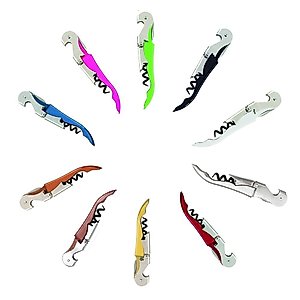10 Pack Corkscrew Wine Opener By HQY - Best Bottle Opener For Beer Or Wine - Love It Or Return It! Thick Stainless Steel, Opens Easy! Premium All-In-One Waiters Corkscrew.