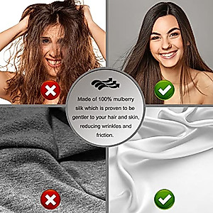 100% Mulberry Silk Pillowcase for Hair and Skin, Dafinner Standard Size Pillow Case 2 Pack with Hidden Zipper, 20x26, White