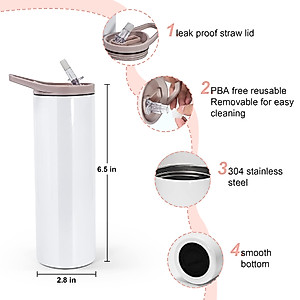 AGH 15 oz Sublimation Tumblers with Handle Lid and Splash-Proof Lid, 4 Pack Kids Sublimation Straight Skinny Tumblers, Stainless Steel Double Wall Vacuum Tumbler for DIY Gift