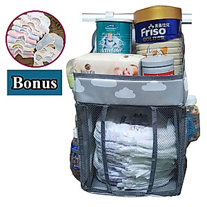 SC Printing World Hanging Diaper Caddy Organizer with Bibs Changing Table Diaper Stacker for Crib Storage, Playard and Nursery Organisation
