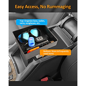 CDEFG Center Console Organizer Tray for GMC Acadia Accessories 2017-2023 (SLE/SLT/ AT4/ Denali) for Acadia 2023 2022 2021 2020 2019-2017 Armrest Storage Box Insert (Black)