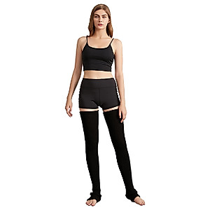 Henwarry 27 or 34 Inch Length Leg Warmers Knit Over the Knee Extra Long Winter Soft Thick Thigh High Footless Socks for Women (34 Inch, A01-Black)