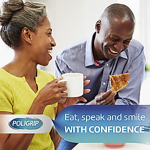 Poligrip Denture Adhesive Cream, False Teeth and Partials Fixative, Ultra, 40 g