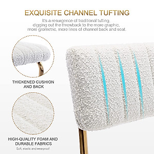 Zesthouse Mid Century Boucle Dining Chairs Set of 2, White Retro Kitchen Chairs with Gold Legs, Upholstered Armless Accent Chairs Side Chairs for Living Room