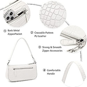 Shoulder Bag White Purse Y2k Purses Classic Crocodile Pattern Clutch Purses with Zipper 90s Trendy Tote Handbags for women