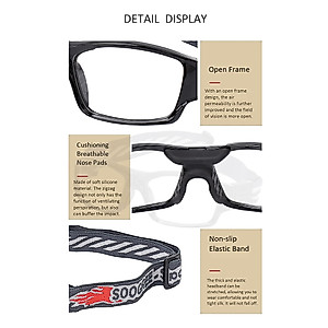 SooGree Sport Glasses Goggles Basketball Soccer Football Sports Protective Eyewear Goggles Anti Collision Safety Glasses-Replaceable Prescription Lens (8031 Black Frame Black Pad)