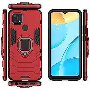 QiongNi Case for Oppo A15 Case Cover,Magnetic Car Mount Bracket Shell Case for Oppo A15 CPH2185 Case Red