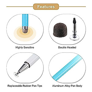 MECCANIXITY Ballpoint Pen with Stylus Tip 3 in 1 Ink Pen & Fine Point Disc & Fiber Tips Magnetic Stylus Pens for All Capacitive Touch Screens Universal, Blue