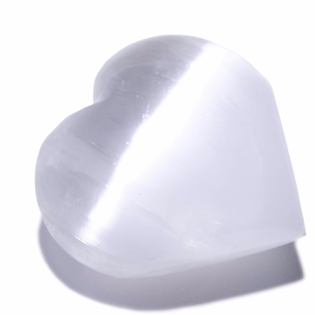 KALIFANO Selenite Heart Worry Stone with Healing & Calming Effects - High Energy Selenita/Satin Spar Love Palm Stone Used for Cleansing and Protection (Information Card Included)