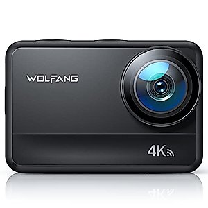 WOLFANG GA400 Action Camera 4K 60FPS Bare Metal Waterproof Underwater Camera 3.0 EIS Stabilization WiFi Helmet Camera (Remote Control, 2x1350mAh Batteries and Accessory Kit)