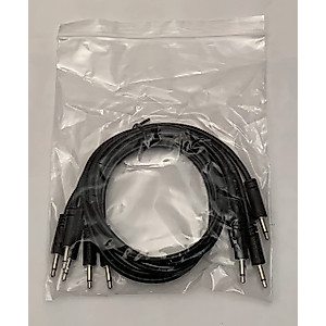 Luigis Modular Supply Spaghetti Eurorack Patch Cables - Package of 5 Black Cables, 18 (45 cm)